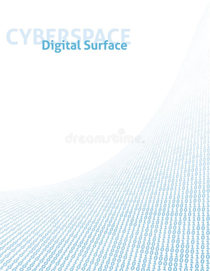 Digital Surface with Binary Code in Cyberspace. Perspective Pattern ...