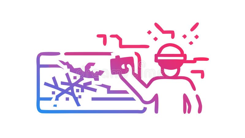 Digital Surgeon Fixing Broken Code, Tech Repair Icon, Vector Design ...