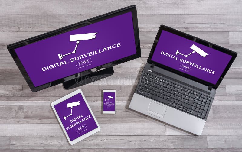 Digital Surveillance Concept on Different Devices Stock Image - Image ...