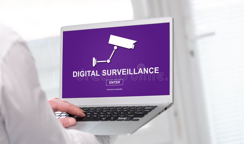 Digital Surveillance Concept on a Laptop Screen Stock Photo - Image of ...