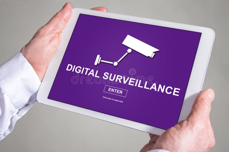 Digital Surveillance Concept on a Tablet Stock Photo - Image of camera ...
