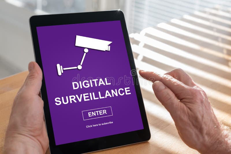 Digital Surveillance Concept on a Tablet Stock Photo - Image of protect ...