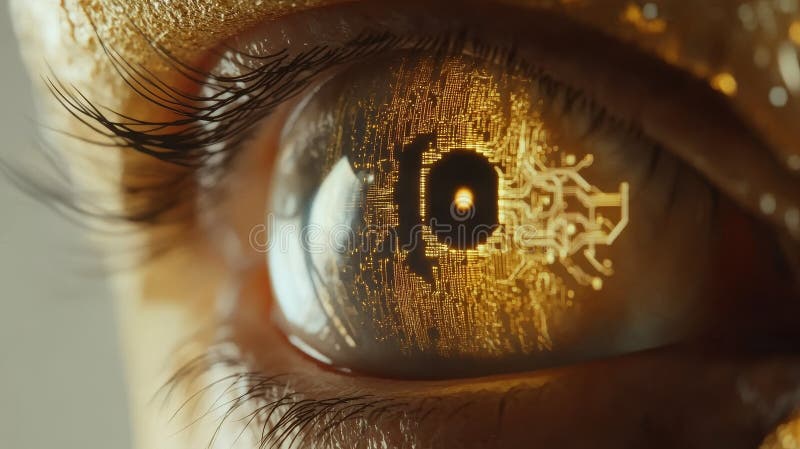 Digital Surveillance: Extreme Close-Up of Robotic or Bionic Eye with ...