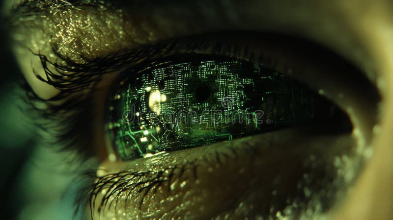 Digital Surveillance: Extreme Close-Up of Robotic or Bionic Eye with ...
