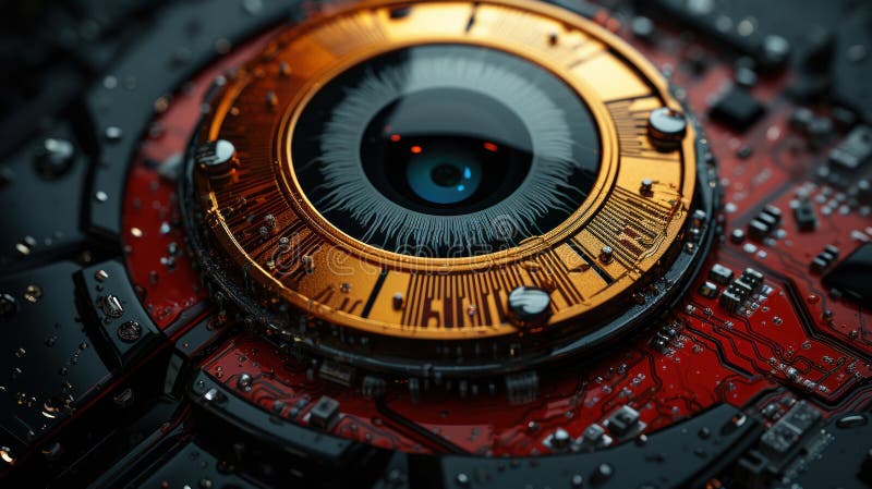 Digital Surveillance: Extreme Close-Up of Robotic Eye Stock Photo ...