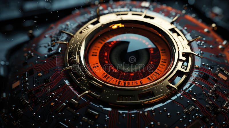 Digital Surveillance: Extreme Close-Up of Robotic Eye Stock Photo ...