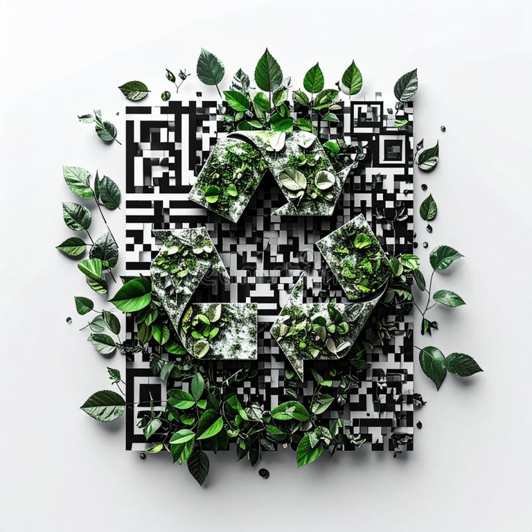 Digital Sustainability - QR Code and Nature Concept Stock Illustration - Illustration of ...