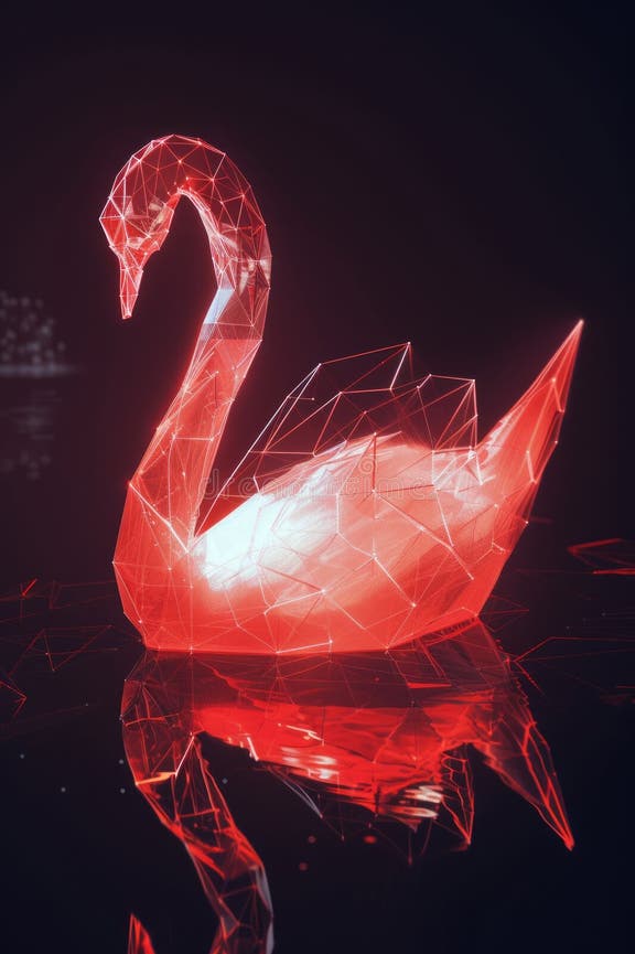 Digital Swan of Glowing 3d Triangular Polygons Stock Illustration ...