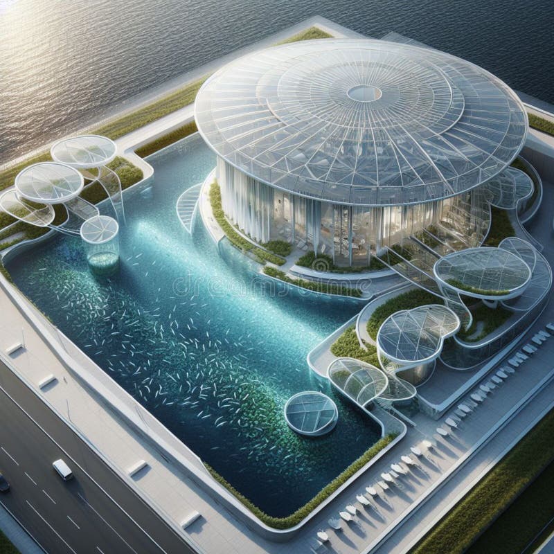 Digital Swiming Pool Design in Future Stock Illustration - Illustration ...