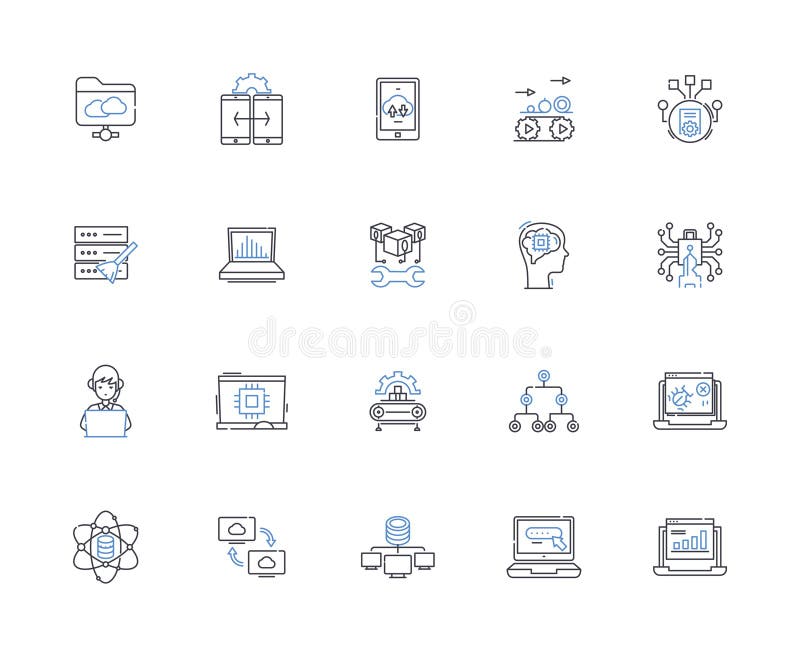 Digital Symbols Line Icons Collection. Code, Binary, Pixel, Unicode ...