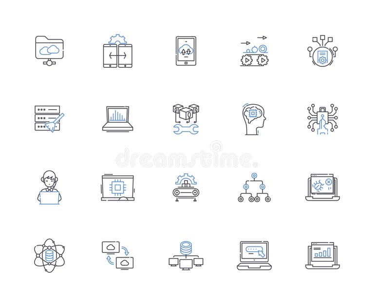 Digital Symbols Line Icons Collection. Code, Binary, Pixel, Unicode ...