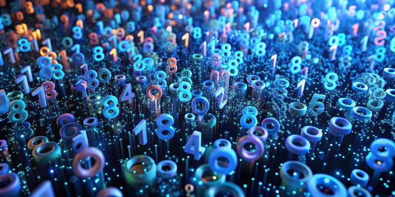 Digital Symphony 3D Render of Multicolored Numbers Emerging from a ...