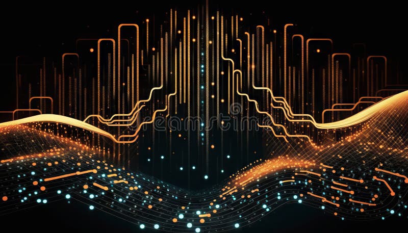 Digital Symphony The Flow Of Binary Code Through Interconnected Nodes Stock Illustration