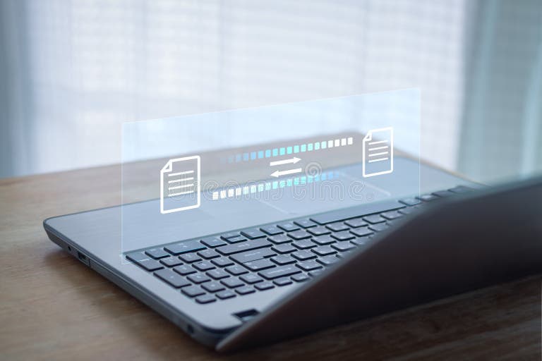 Digital System for Transferring Documents and Files Online. Data Transfer Concept Stock Image ...