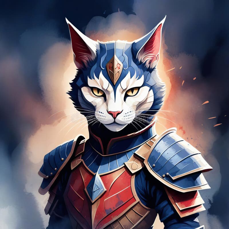 Digital T-Shirt Design of a Warrior Cat with Dramatic Lighting Stock ...