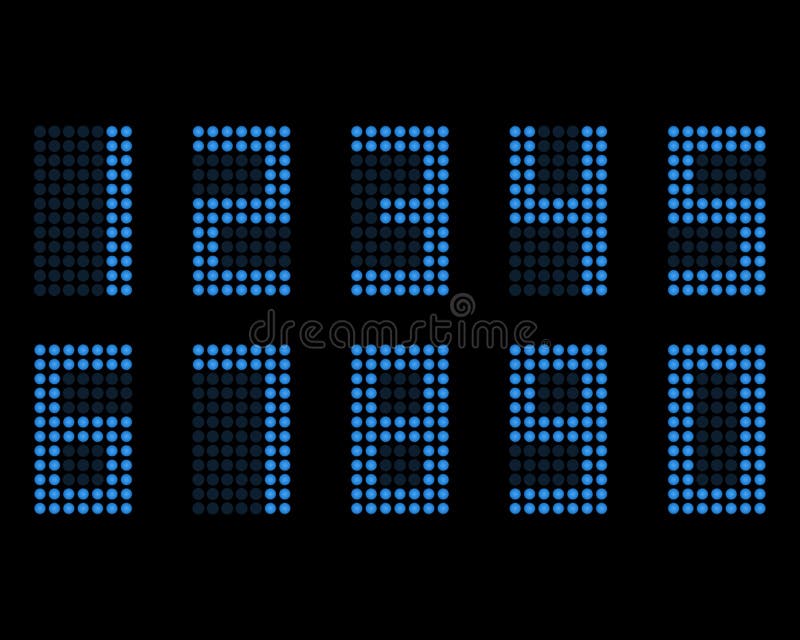 Digital Table Neon Font with Grid. Vector LED Numbers Stock Vector ...