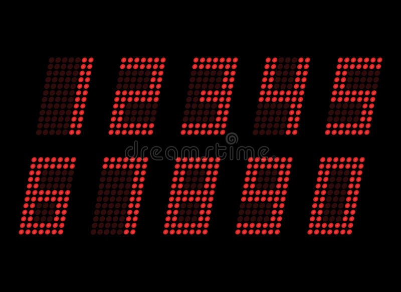 Digital Table Neon Font with Grid. Vector LED Numbers Stock Vector ...