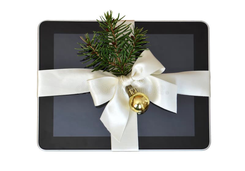 Digital Tablet As a Christmas Gift Isolated on White Stock Image ...