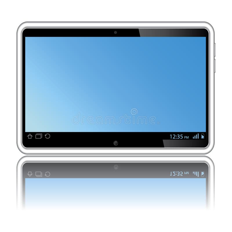 Digital Tablet with Blue Screen Stock Vector - Illustration of mobile ...