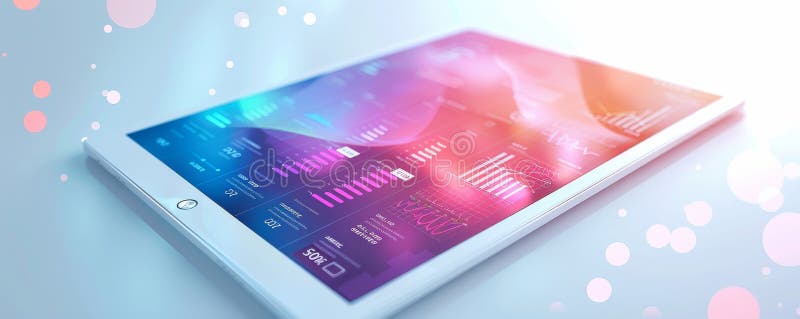 Digital Tablet with Business Analytics in a Sleek Modern Office Setting ...