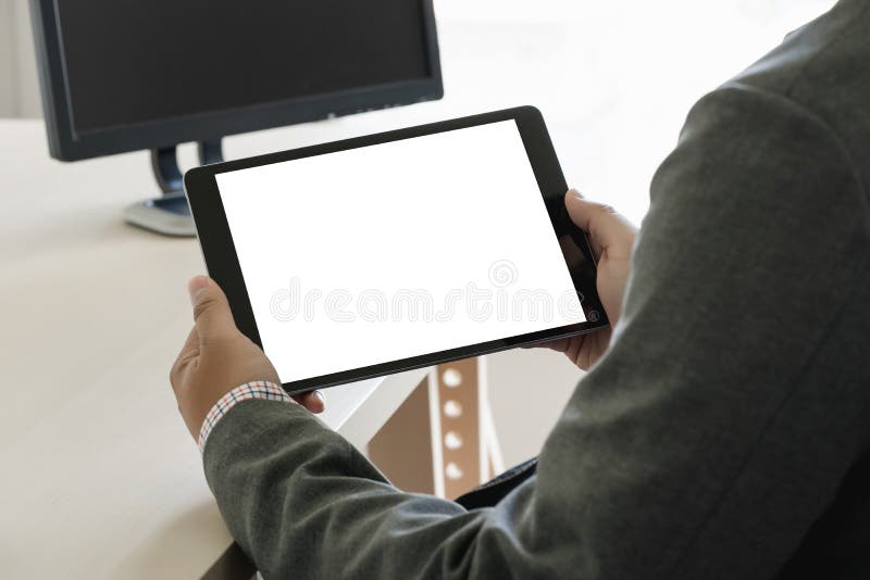 Digital Tablet Computer Close Up Man Using Tablet Hands Man ...