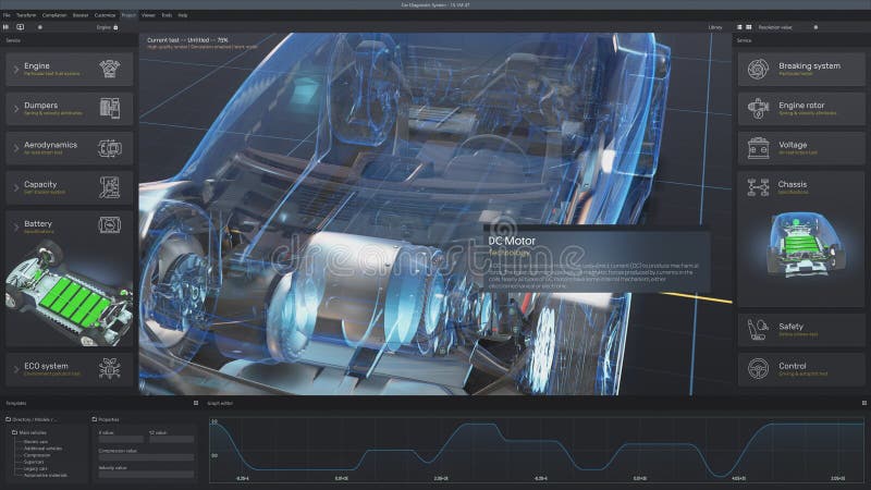 Tablet Computer Screen Shows 3D Visualization of Car Diagnostics ...