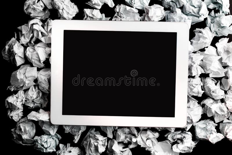 Digital Tablet on Crumpled Paper Stock Illustration - Illustration of ...