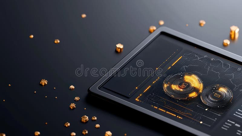 Digital Tablet with Data Visualization Interface Stock Illustration - Illustration of design ...