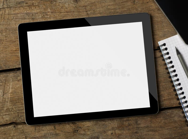 Digital tablet on desk stock photo. Image of occupation - 107692260