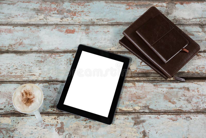 Digital Tablet, Diary and Cup of Coffee Stock Photo - Image of ...