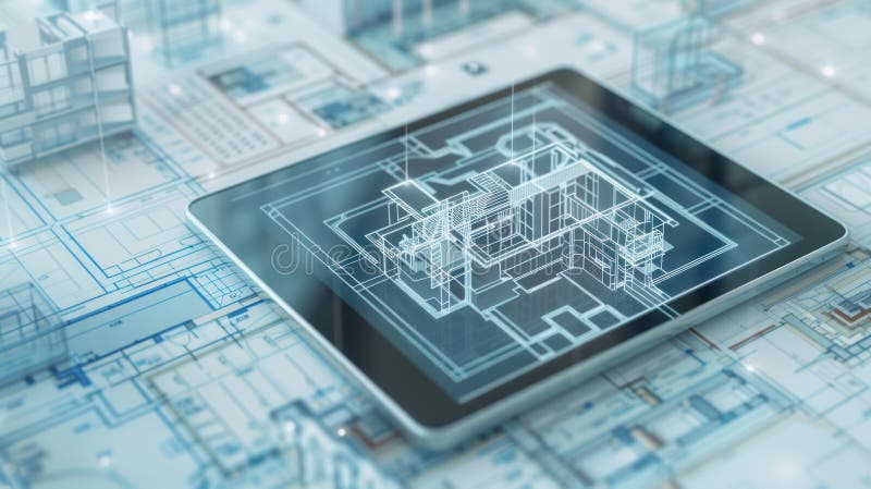 A Digital Tablet Displaying Architectural Plans, with a Focus on Smart ...