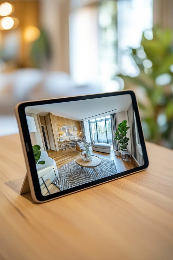 A Digital Tablet Displaying an Augmented Reality Home Renovation Design ...