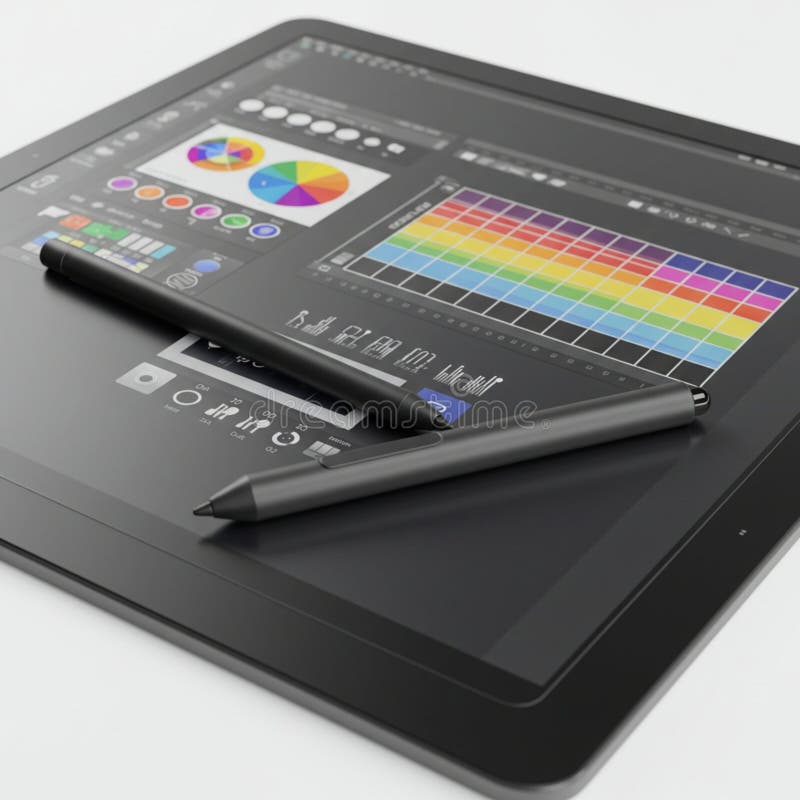 Digital Tablet Displaying a Graphic Design Software Interface with a ...