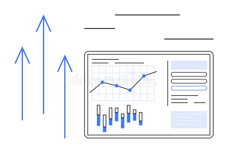 Business Growth Chart with Upward Arrows Showing Data Trends and ...