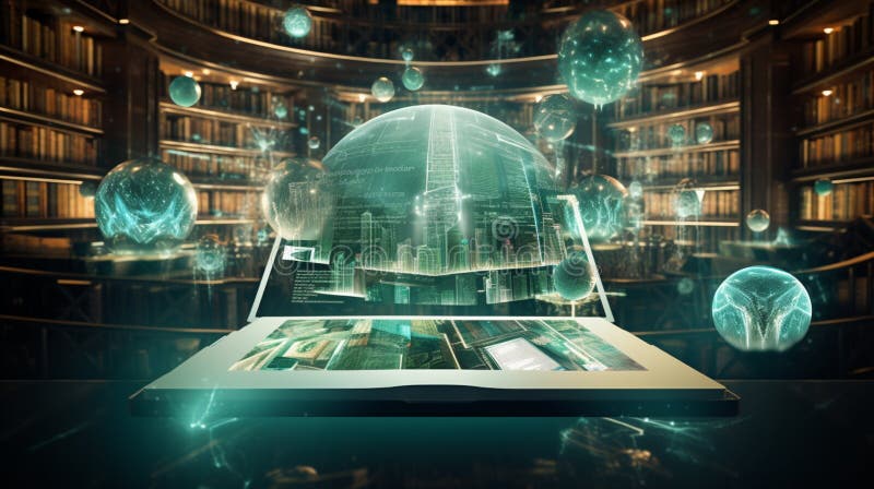 A Digital Tablet Displaying a Virtual Reality Library, Where Users ...