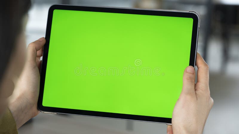 Digital Tablet with Green Chroma Key Screen Stock Photo - Image of ...