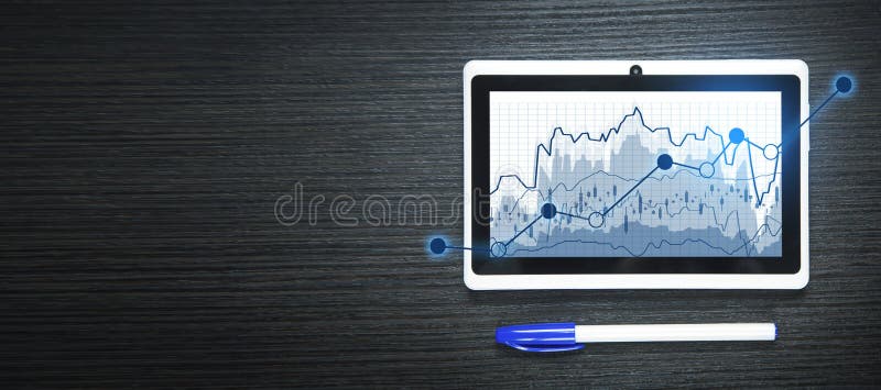 Digital Tablet with a Growth Graph in Screen Stock Image - Image of ...