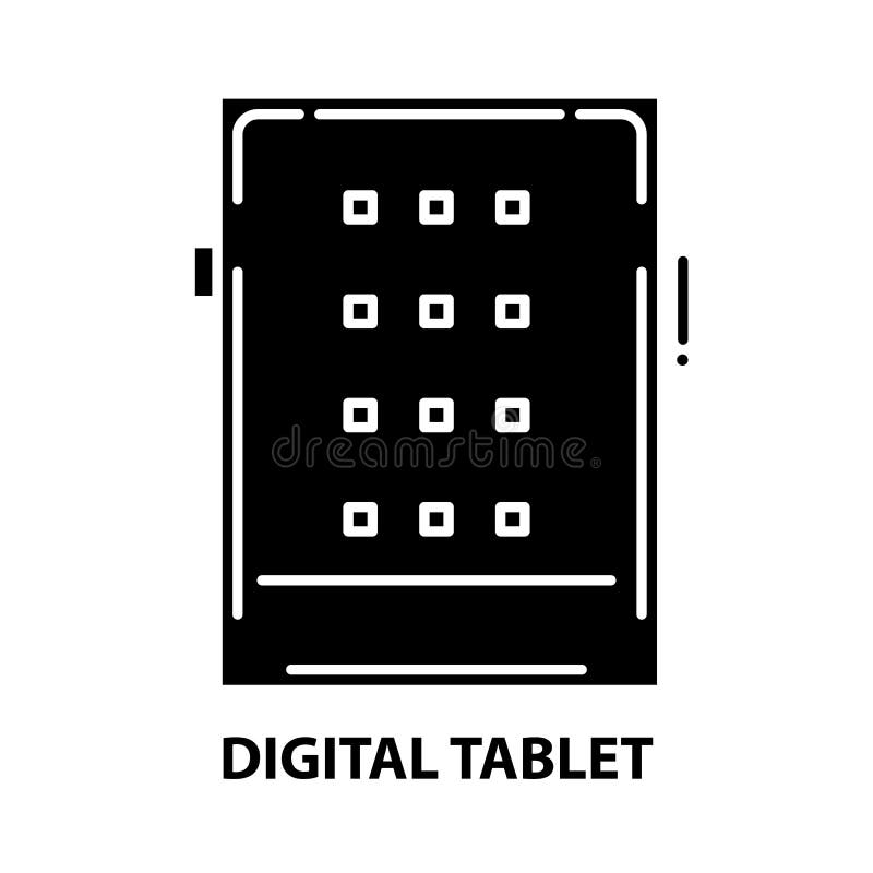 Digital Tablet Icon, Black Vector Sign with Editable Strokes, Concept ...