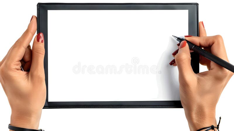 Digital Tablet Illustration: Hands Using Stylus Stock Illustration ...