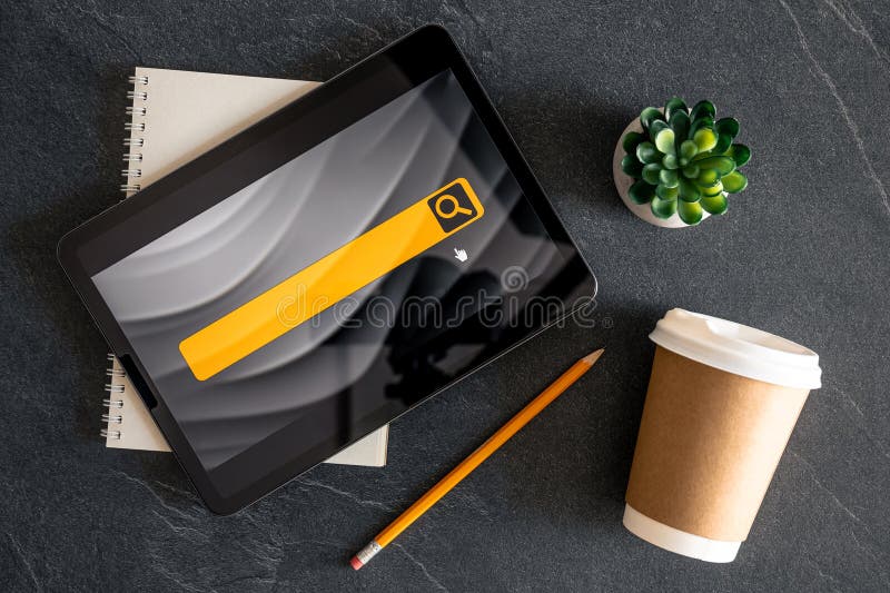 Digital Tablet with Internet Browser Search Bar on Screen. Stock Image ...