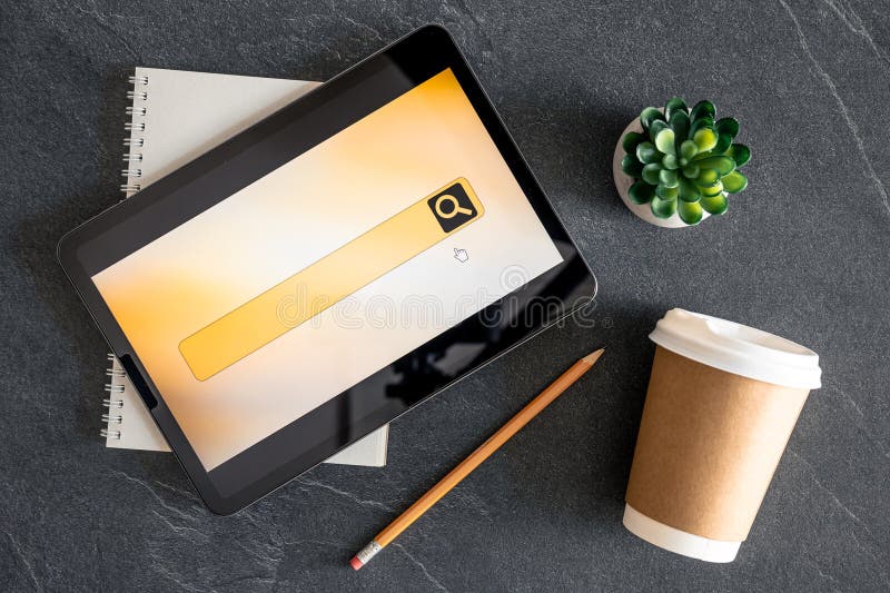 Digital Tablet with Internet Browser Search Bar on Screen. Stock Image ...