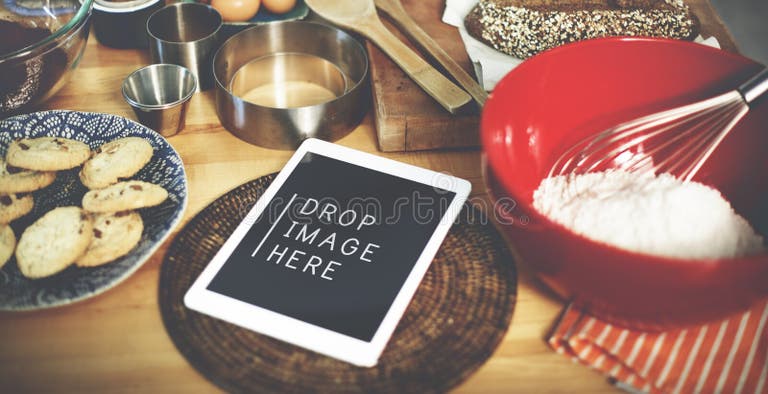 Digital Tablet Kitchen Bakery Cookies Copy Space Concept Stock Image ...