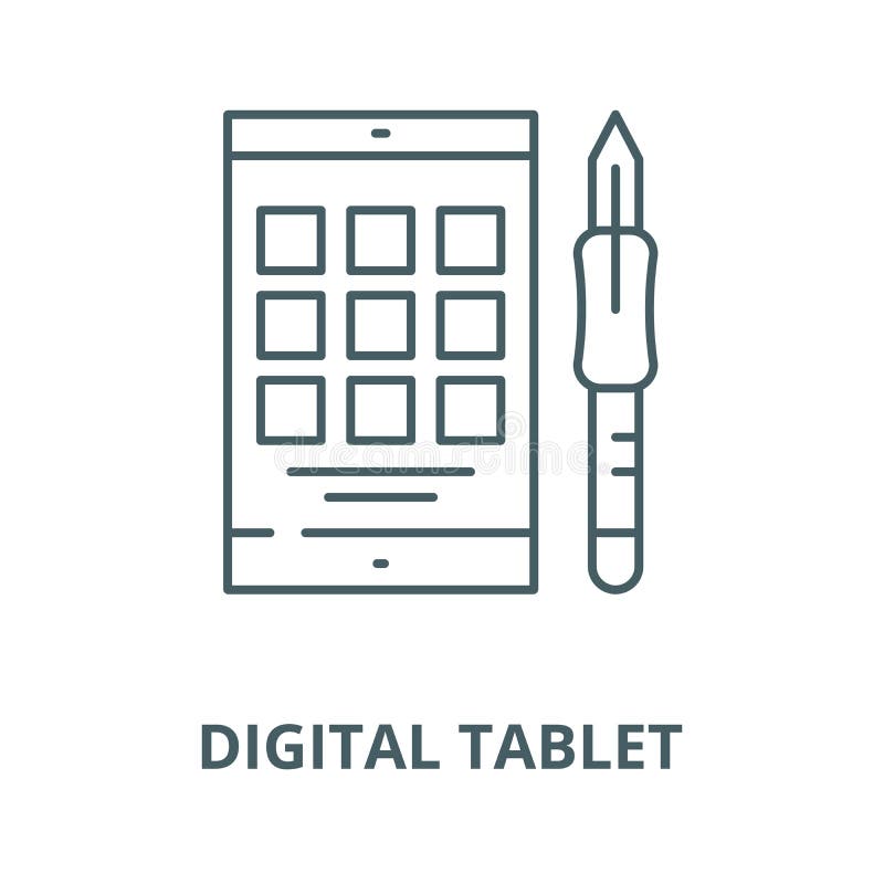 Digital Tablet Line Icon, Vector. Digital Tablet Outline Sign, Concept ...