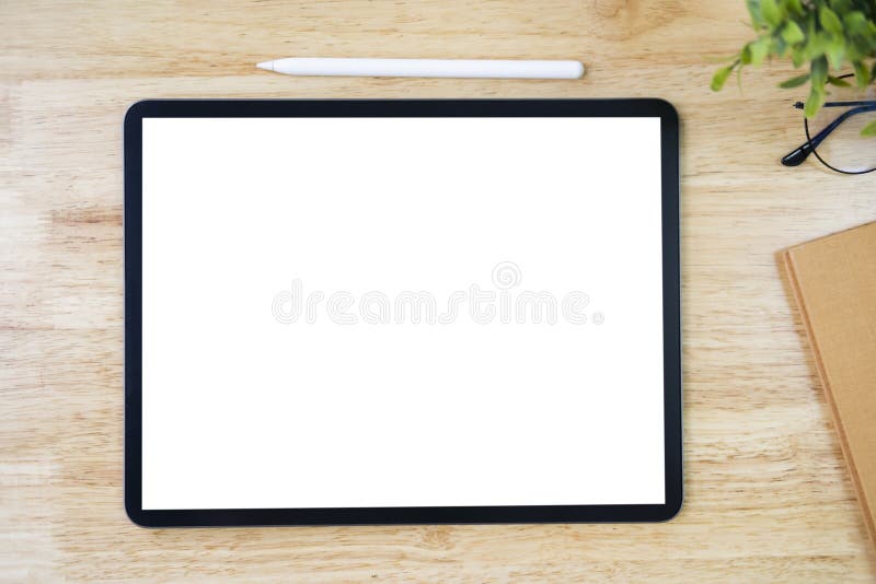 Digital Tablet Mockup on Office Working Table Stock Photo - Image of ...