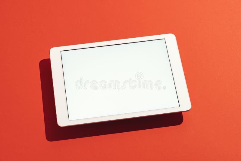 Digital Tablet Mockup on Red Background, Floating, High Angle View ...