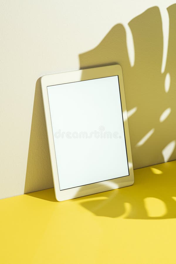 Digital Tablet Mockup, Template on Yellow Background Stock Image ...
