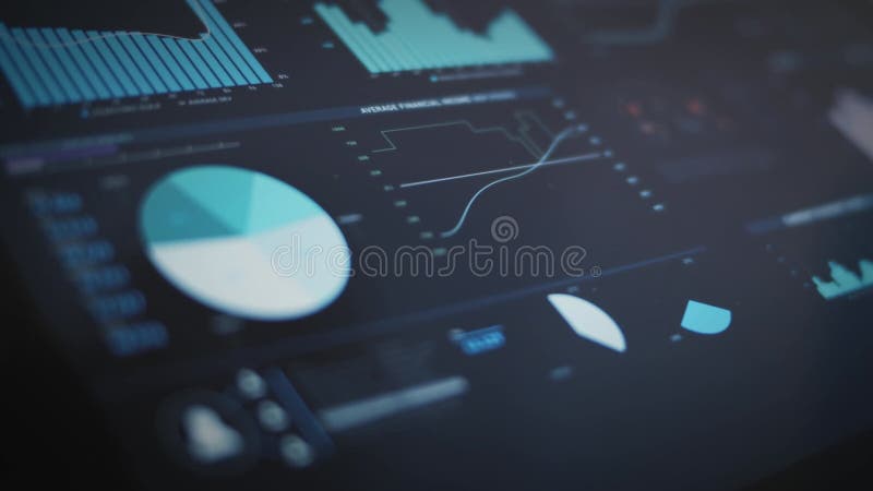 Digital Tablet Screen with Graphs, Charts, Financial Data, Developments ...