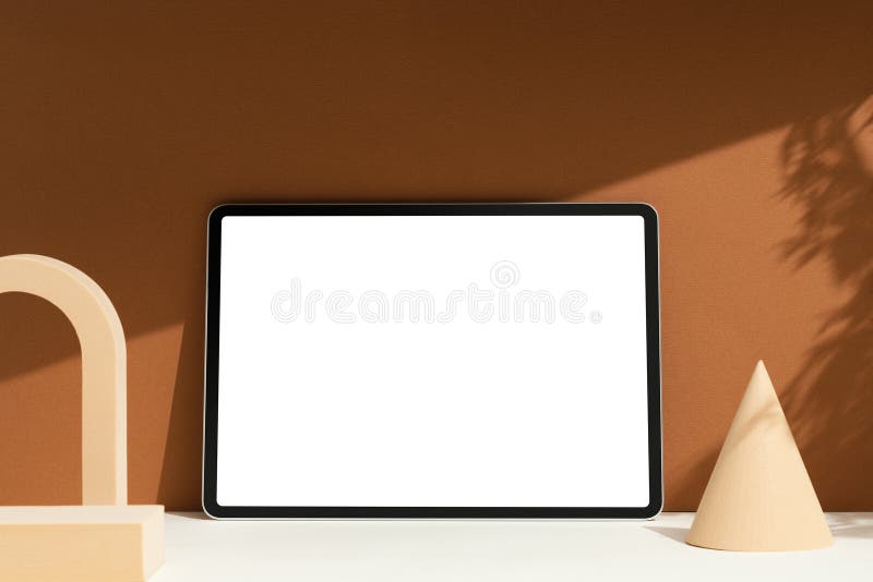 Digital Tablet Screen Mockup, Table Top Shot Stock Photo - Image of ...