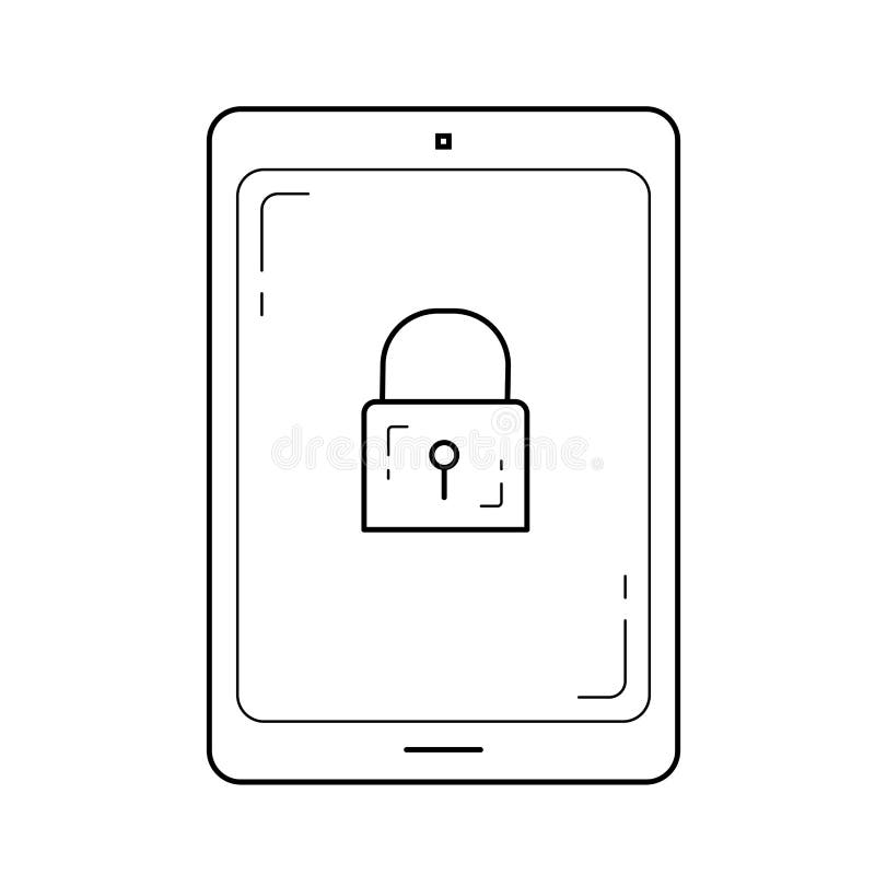 Tablet Pc Security. Chain with Lock on Computer. Stock Illustration ...