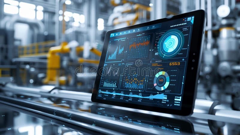 Digital Tablet Showing Automation Software Controlling Production Line ...